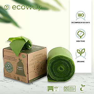 Pack of 100 Ecoway Compostable Garbage Bags | Trash Bags | Bin Liners | Litter Bags | Biodegradable Bags | Eco-friendly Bags | Environmentally Friendly Bags | Disposal Bags