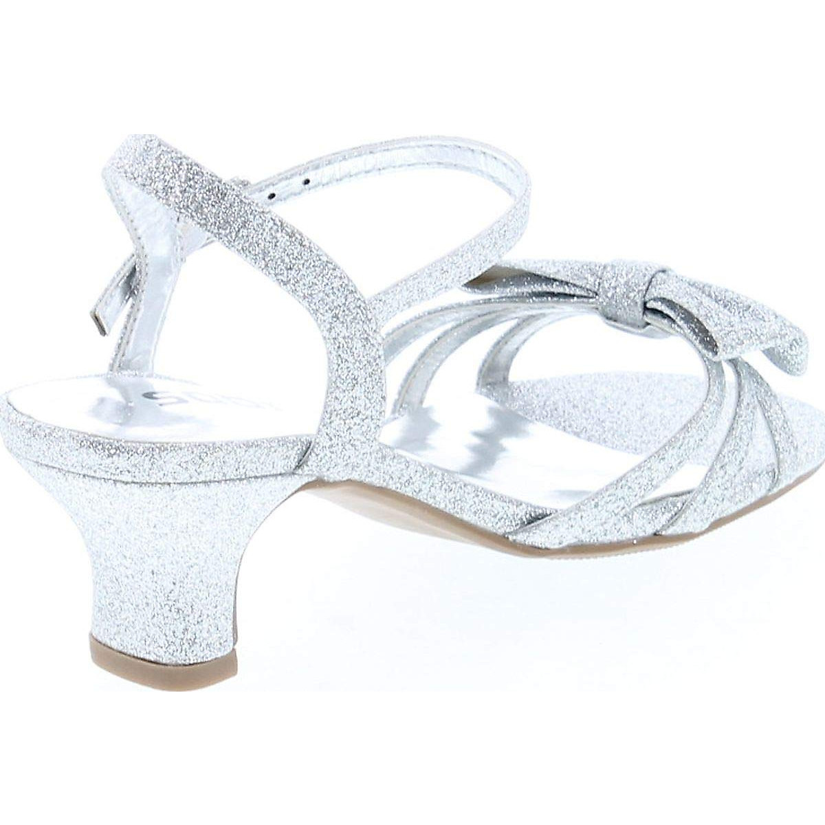 Soda Girly-2 Children's Girl's Open Toe Slingback Block High Heel Sandals (Silver Glt, 2)