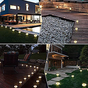 pozzolanas Solar Ground Lights 16 Packs - 8 LED Solar Garden Lights Outdoor Waterproof in-Ground Lights, Solar Disk Lights Outdoor Landscape Lights for Lawn Pathway Yard Driveway (Warm White)