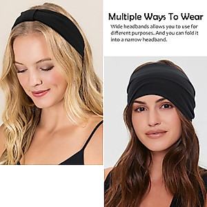 Wecoe 6 Pack Wide Headbands for Women - Knotted Elastic Hair Wraps and Bands for Wigs, Running, Yoga, Fashion Accessories for Women and Girls