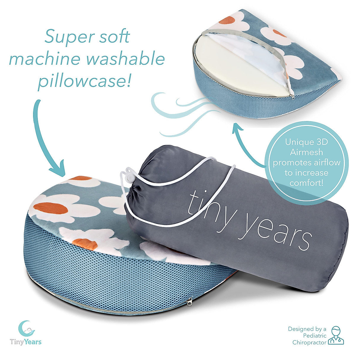 TinyYears Pregnancy Wedge Pillows for Sleeping | Breathable Maternity Wedge Pillow | Memory Foam Pregnancy Pillow | Side Sleeper Pregnancy Belly Support Pillow | Provides Support While Side Sleeping