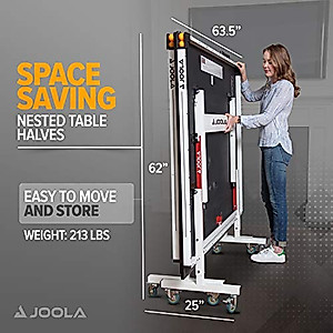 JOOLA Rally TL - Professional MDF Indoor Table Tennis Table w/ Quick Clamp Ping Pong Net & Post Set - 10 Minute Easy Assembly - Corner Ball Holders - Ping Pong Table w/ Playback Mode,