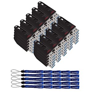 SanDisk 32GB Flash Ultra (50 Pack) 3.0 USB Flash Drive High Performance Thumb Drive (SDCZ48-032G-U46) Bundle with (25) Everything But Stromboli Lanyard