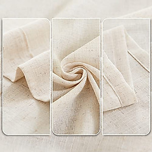 COLLACT Linen Curtains Farmhouse Curtains 96 Inches Long Back Tab Drapes Flax Linen Blend Fall Curtains for Living Room Bedroom Window Treatments Light Filtering Curtains 2 Panels Set Rod Pocket Crude