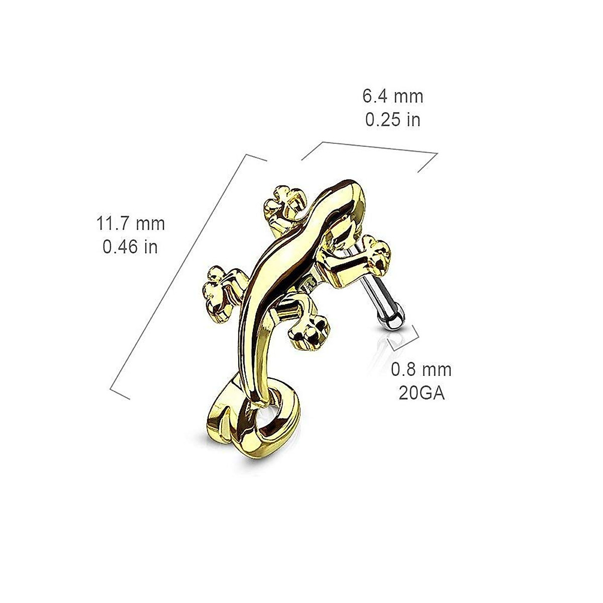 Covet Jewelry Gecko Nose Crawler 316L Surgical Steel Nose Bone Stud Ring