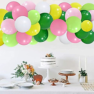 Nobledecor Pink and Green Balloons, 60pcs Pink Balloons 12 Inch Green Balloons, Green and white Balloons Latex Jungle Balloons Garland Kit for Party Birthday Decorations, Pink Green Balloon Arch