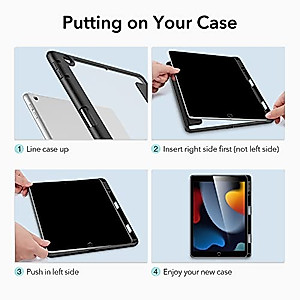 ESR for iPad Cases for 9 Generation, Hybrid Trifold Stand Case Compatible with iPad 9th/8th/7th Generation, Magnetic Detachable Cover with Pencil Holder, Auto Sleep and Wake, Rebound Series, Black