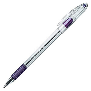 Pentel R.s.v.p. Ballpoint Pen, Stick, Fine 0.7 Mm, Violet Ink, Clear/violet Barrel, Dozen