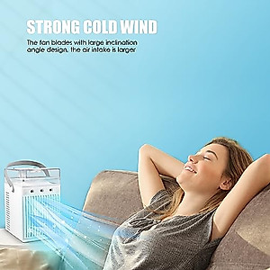 Portable Air Conditioners Fan with 2 Timers, Portable Air Conditioner, 25 OZ Evaporative Air Cooler, 3 Speeds Personal Space Cooler Humidifier, Small Portable AC Desk Spray Fan for Home Office Room