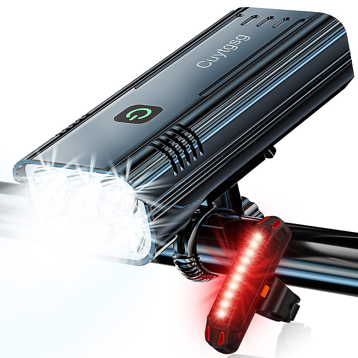 2025 New 6 LED 10000 Lumen Super Bright Bike Lights for Night Riding,360°Rotatable Bike Headlight,Bicycle Light-10 Modes,Runtime 36+ hrs,Upgrade Waterproof USB Rechargeable Bike Light,with Taillight