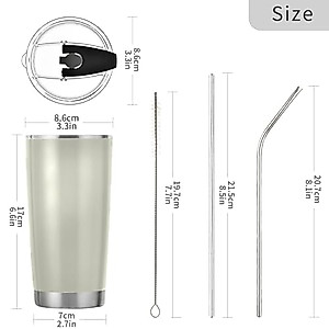 innewgogo Beige 20 oz Stainless Steel Vacuum Insulated Tumbler for Women Men Reusable Water Bottle with Leak-proof Lid & Straw Reusable Cup for Iced Tea Coffee Water School Gym Home Office