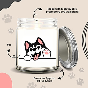 1OAK Lavender Scented Candles - Dog Mom Gifts for Women - Dog Candle - Candle Christmas Gift - Dog Owner Gifts - Dog Lover Gifts for Women - Dog Themed Gifts - Made in USA (Husky)