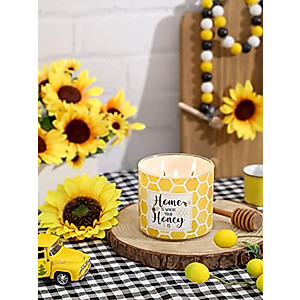 Spring Honeycomb Candle Honey Scented Candle 3 Wicks Large Jar, 14 oz