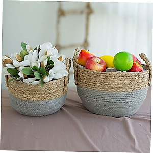 TOYANDONA 2pcs Straw Storage Basket Woven Plant Pot Blanket Basket Rattan Planter Planter Seagrass Plant Basket Round Key Bowl Straw Plant Basket Baskets Snack Child Storage Rack