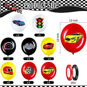 40 Pack Race Cars Balloons Birthday Party Supplies,12 Inch Checkered Flags Racing Party Latex Balloons for Race Fans Birthday Party One Two Fast Birthday Party Decorations Supplies