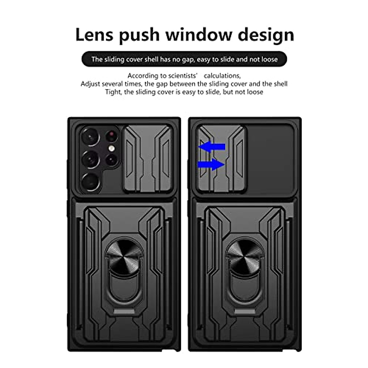 CCSmall Case for Samsung Galaxy S22 Ultra (Not S22) with Card Holder, Heavy Duty Protection Phone Case with Magnetic Ring Kickstand Slide Camera Cover for Samsung Galaxy S22 Ultra LJK Rose Gold