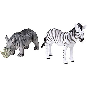 Constructive Playthings Set of 10 Vinyl Jungle Animals Accurately Scaled and Colored with a 4 1/2" T. Giraffe for Ages 3 Years and Up