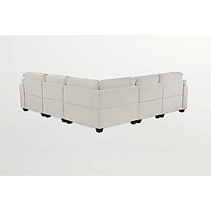 Legend Vansen 137'' Reversible Flexible Combination Modular Sofa Couche with Ottoman Sectional, Cream