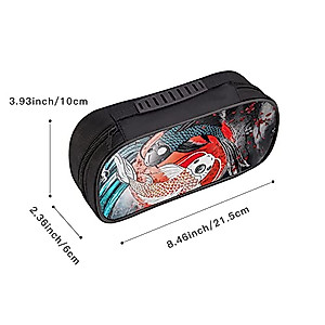 Large pencil case,Yin Yang Koi Fish pencil bag stationery bag portable large storage bag pencil box pencil holder