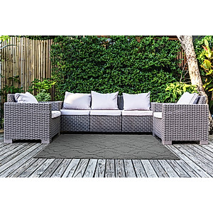 Garland Rug Brentwood Double Quatrefoil Indoor/Outdoor Area Rug, 6-Feet by 8-Feet, Cinder Gray