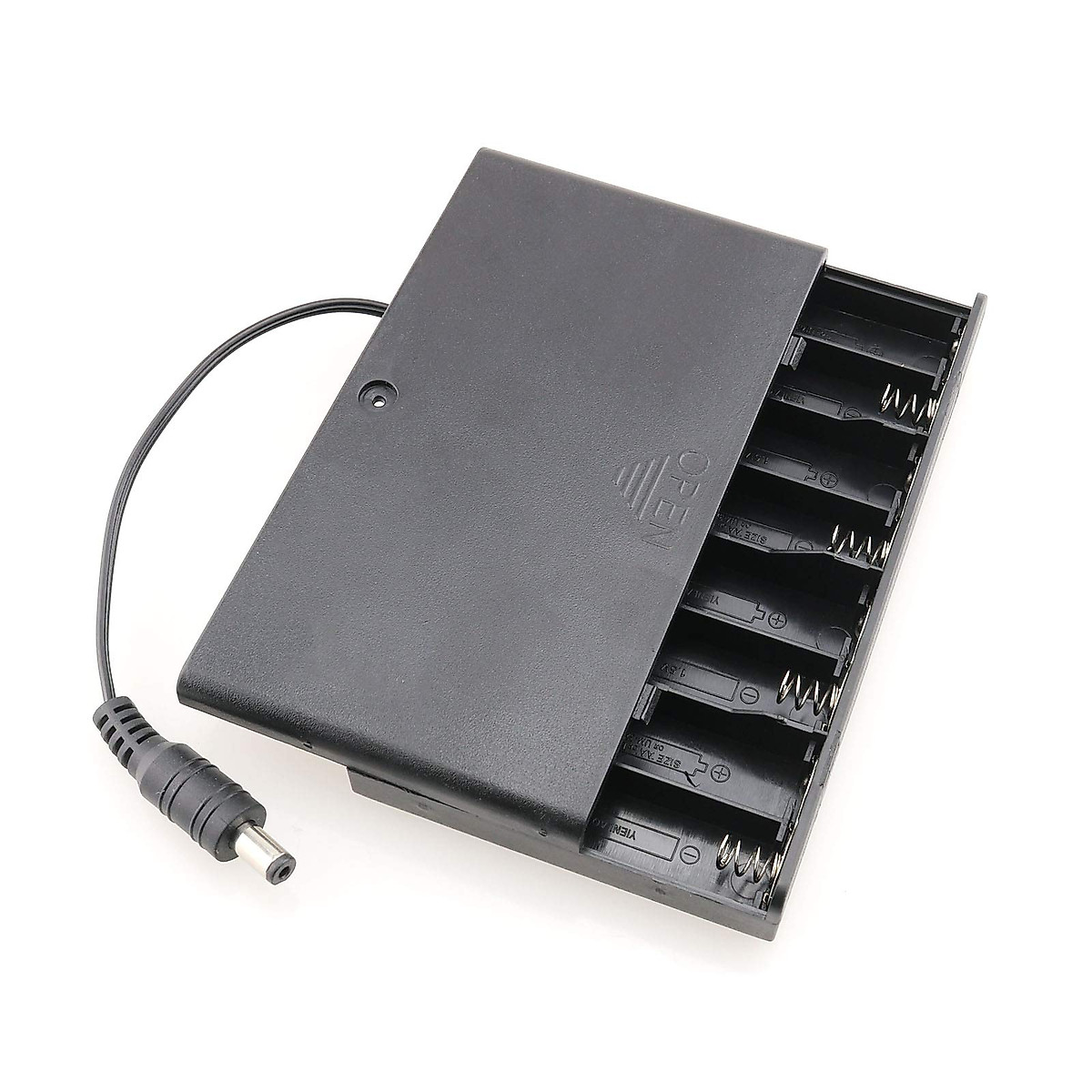 ITROLLE 8 x AA Battery Holder 8x1.5V 12V Black Battery Case Box with DC 5.5x2.1mm Male Connector and ON/Off Switch