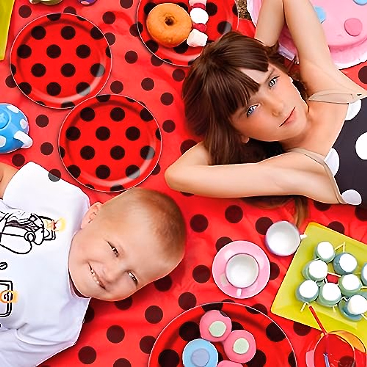 Menipros 30Pcs Ladybug Party Plates,Ladybug Birthday Party Supplies,Suitable for Girl's Birthday Party Decoration