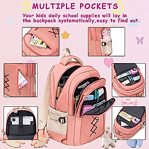 HotAdsFW Pink Backpack for Women Girls Laptop Backpack for Travel School Bag for Middle High School College Aesthetic Bookbag for Teen Girls with Multi Pockets Padded Shoulder Strap