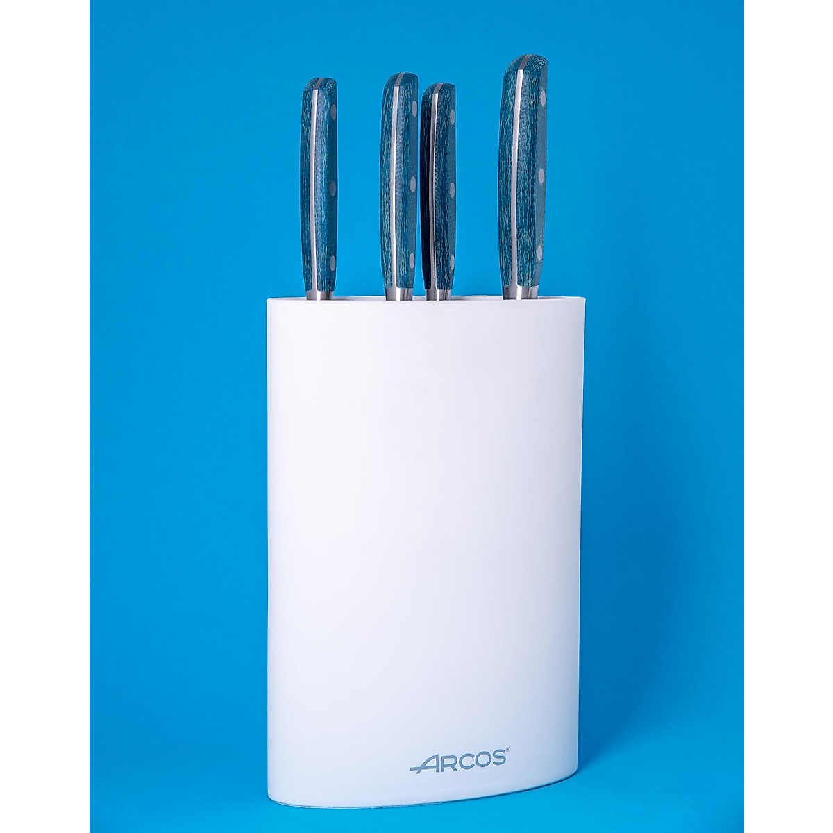 Arcos Universal Knife Block in Thermoplastic Elastomer. Knife Storage, Holds Knives up to 8'' Inch. White Color. Series Universal