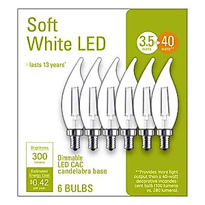GE Lighting 93116149 LED Deco Light Bulb, Soft White, Candelabra Base, 4-Watts, 6-Pk. - Quantity 1