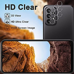 [3+3 Pack]Galaxy A23 5G Screen Protector with Camera Lens Protector, HD Tempered Glass Film, 9H Hardness, Anti Scratch, Easy Installation, Bubble Free, Screen Protector for Samsung Galaxy A23 5G/4G