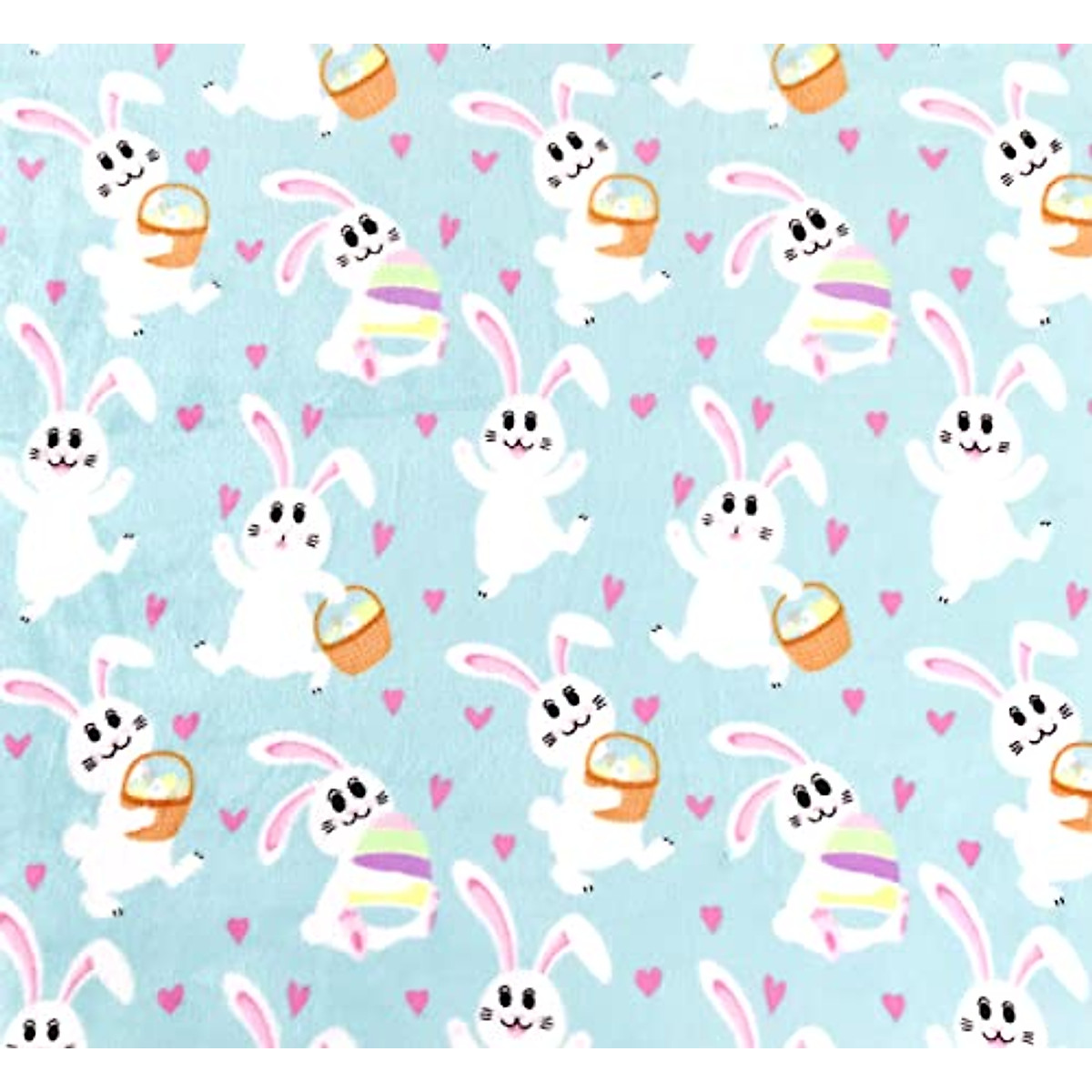 Home Decor Bunny Velvet Fleece Throw Blanket: Colorful Bunnies on The Egg Hunt Fun, Spring Summer (Easter Bunny)