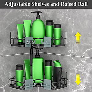 Zaspaver Black Corner Shower Caddy Organizer Shelf Shelves Basket with Hooks, Bathroom Adhesive Shampoo Holder 5 Pack, Drill Free No Rust
