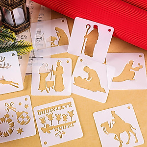 Augshy 56 Pack Christmas Nativity Stencils for Painting on Wood DIY Nativity Scene Stencils for Painting Scrapbooking Drawing Wall Floor Decor DIY Rock Painting Art Projects (3 Inch)