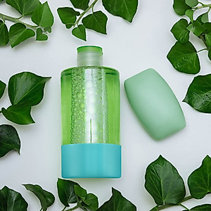 Honeydak 3 Pieces Silicone Sleeve Bottom Base Accessories for 16 oz Spray Bottles Anti Slip Cosmetic Spray Bottom Cover Washable Rubber Bottom Base for 12 to 24 oz Water Bottles (Pink, Blue, Grey)