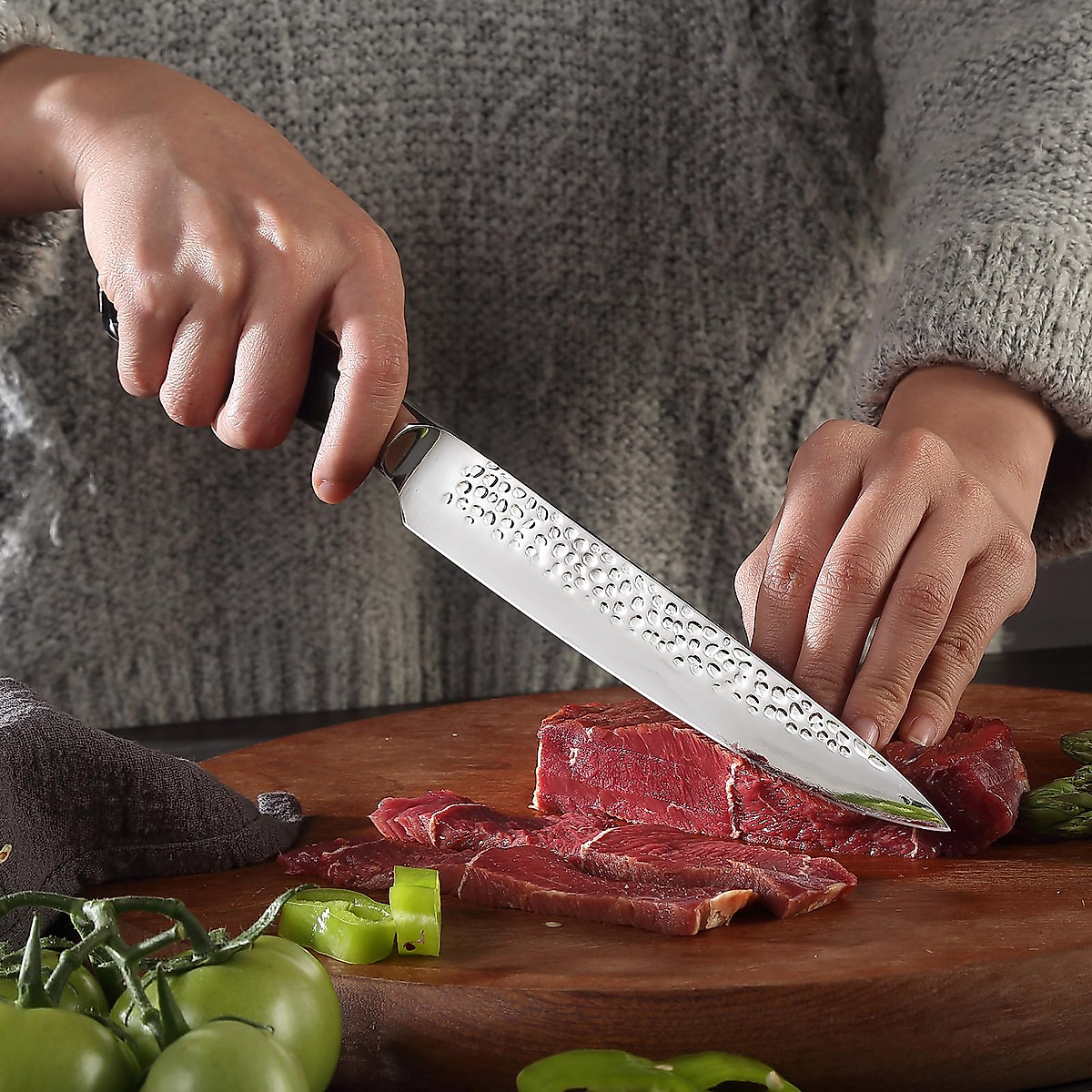 PAUDIN Carving Knife, Sharp 8 Inch Slicing Knife, Premium High Carbon Stainless Steel Forged Blade Brisket Knife with Full Tang Ergonomic ABS Handle, Carving Knife for Meat, Sashimi, Sushi, Roasts