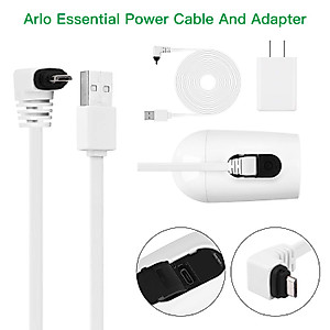 ALERTCAM 2Pack 30Ft/9m Power Adapter for Arlo Essential Spotlight/XL, Weatherproof Outdoor Power Cable Continuously Charging Your Arlo Essential Camera - White