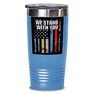 Corrections EMS Dispatch Nurse Police Fire Military Tumbler With Lid Light Blue, 20oz Insulated Mug Cup Present Idea