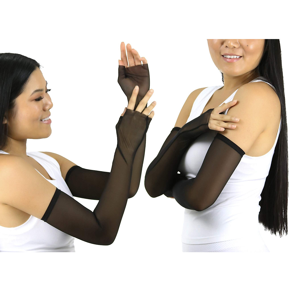 ToBeInStyle Women's Mesh Fingerless Gloves - One Size - Black