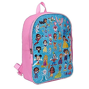 Disney 100 15" Backpack Minnie Daisy Tiana Elsa Belle Ariel Mirabel Kids Pink