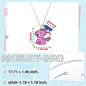 Quixarra Best Friends Forever Stitch Gift, BFF Stitch Stuff Pendant Necklace for Women Girls Friends Birthday Gifts Necklace Lilo Stitch Collection Jewelry
