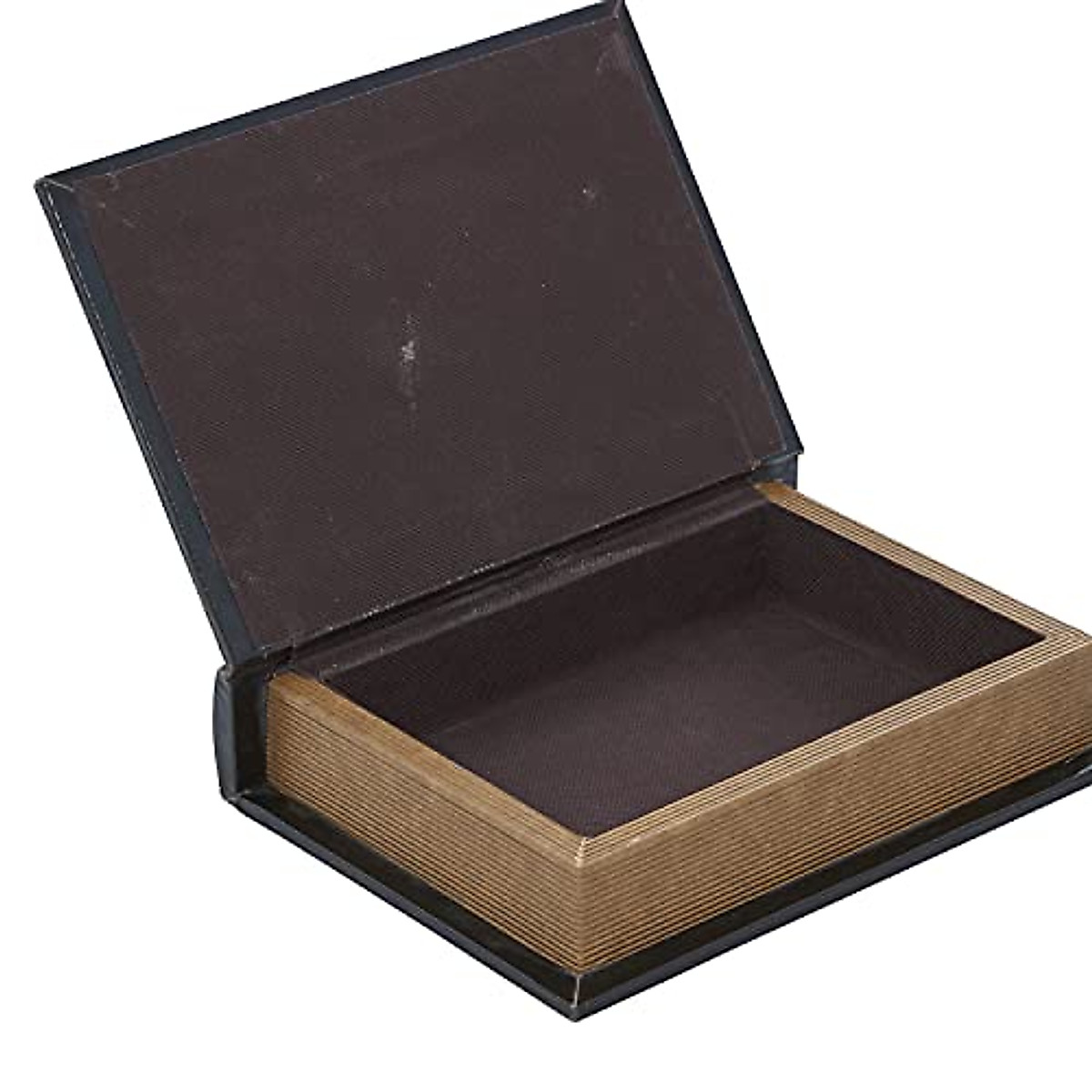 Deco 79 Wood Faux Book Box with Faux Leather Detailing, Set of 3 13", 10", 8"H, Brown