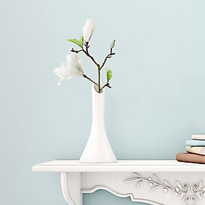 6 Stems Artificial 2 Head Magnolia Flowers, Realistic Silk Flower Bouquet for Floral Arrangements Home Table Decor Photo Props,White