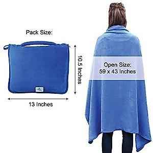MPN’s Travel Throw Blanket Compact Lightweight Portable Plush Coral Fleece with Zippered Carry Pouch Perfect Size 43 x 59 Use as Soft Lumbar Support Pillow Travel Pillow Free Eye Mask and Ear Plugs