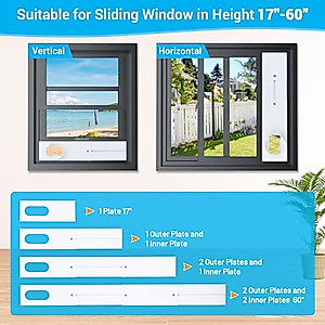 Mrrihand Portable AC Window Vent Kit with 5.9" Exhaust Hose & Coupler, Upgraded Seamless Air Conditioner Window Vent Kit, Adjustable Window Seal for Sliding Vertical & Horizontal Window
