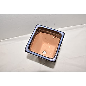 4.5'' Tall Purple & Blues Reactive Glaze Rectangle Shape Bonsai Cactus Planter Plant Pot, Blues & Purples