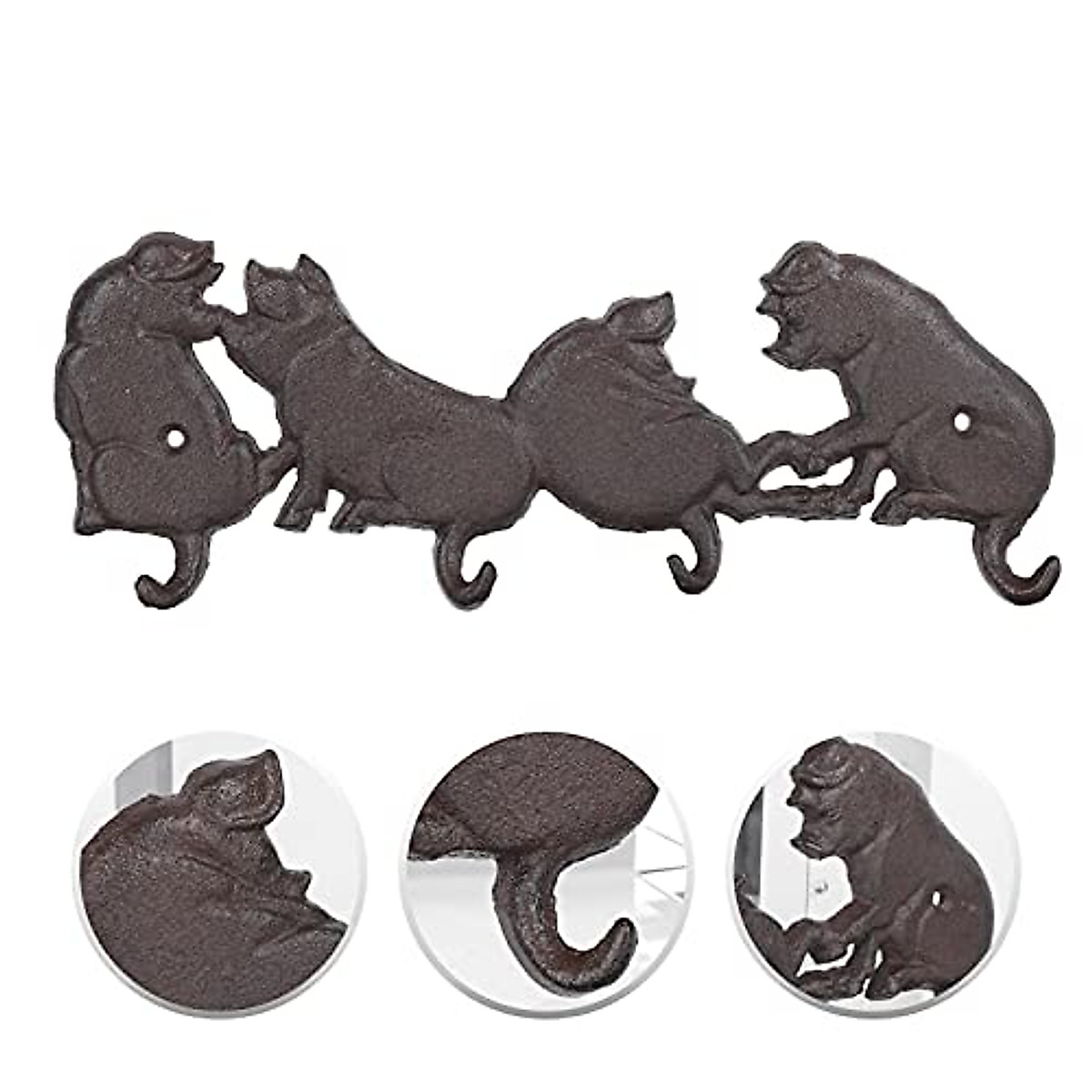 2pcs Coat Cartoon Rustic Hanging Rail Pig Hanger Towel for Home and Door Pattern Farmhouse Animal Kitchen Sweaters Hat Cast Racks Holders Special Clothes Coats Iron Room