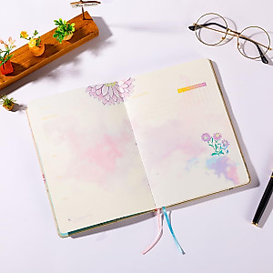 SIIXU Colorful Undated Daily Planner, Weekly & Monthly, Flower Theme Daily Organizer Journal Notebook, A5, 5.8"x8.5", 128 Pages