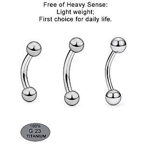 Vsnnsns 14G G23 Titanium Daith Rook Earring Piercing Curved Barbell Eyebrow Rings Snake Eyes Tongue Rings Piercing Jewelry Cartilage Tragus Forward Helix Piercing Jewelry for Women Men 8mm 10mm 12mm