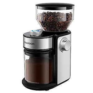SHARDOR Coffee Grinder, Adjustable Burr Mill with 16 Precise Grind Setting for 2-14 Cup, Silver