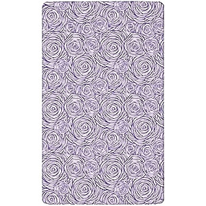Rose Themed Fitted Mini Crib Sheets,Portable Mini Crib Sheets Soft Toddler Mattress Sheet Fitted-Great for Boy or Girl Room or Nursery,24“ x38“,Blue Violet Pale Mauve